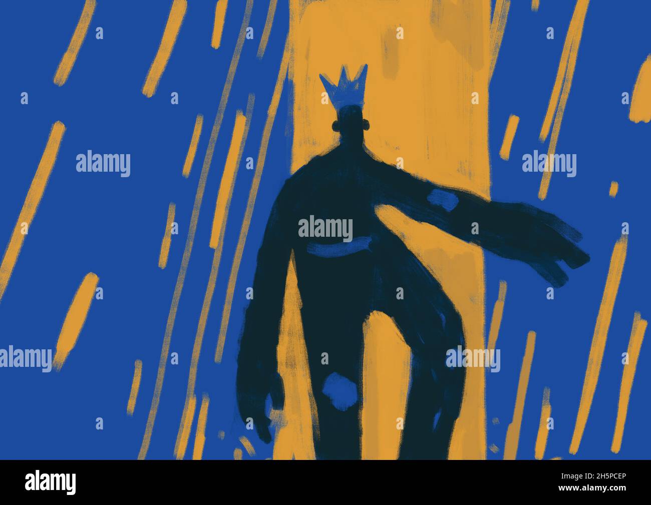 Lovely silhouette of a king wearing a crown advancing towards us and ...