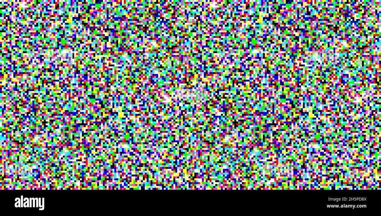 Color Tv Screen Noise Pixel Glitch Seamless Pattern Texture Background Vector Illustration Stock