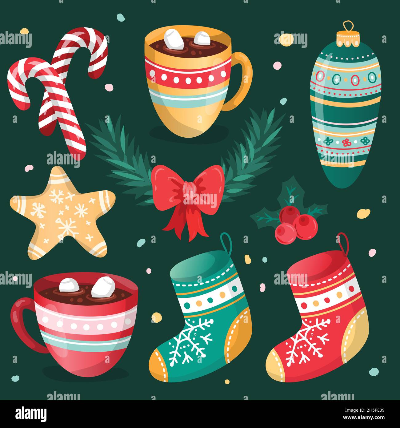 hand drawn christmas element collection vector design illustration ...