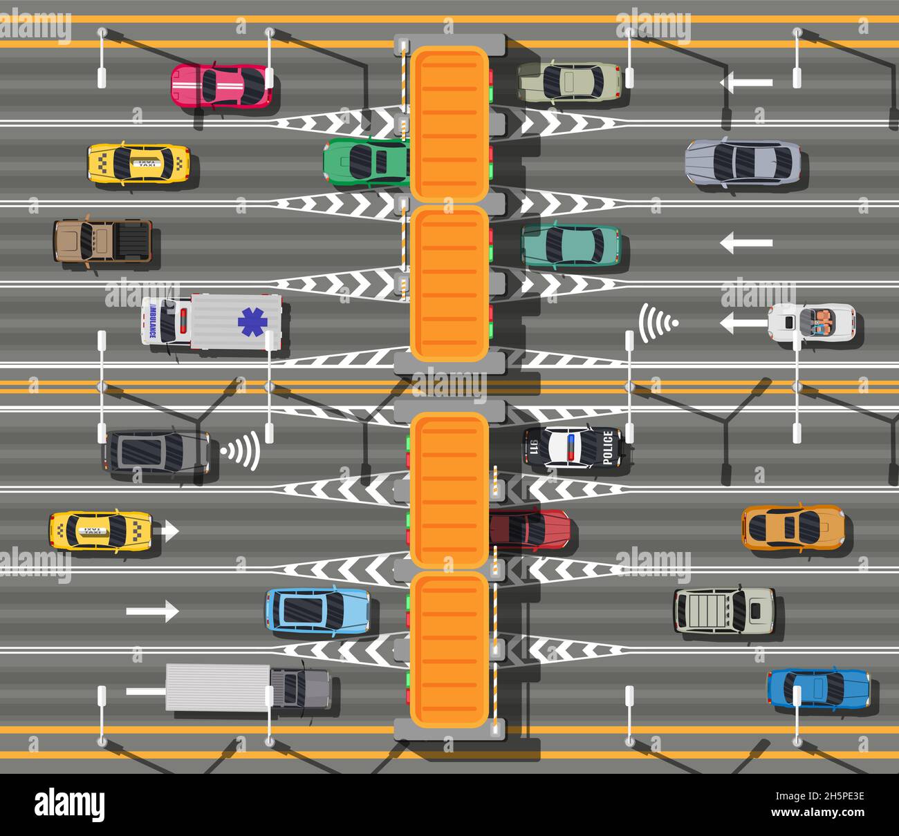 Traffic Toll Gate Top View. Highway Toll Stock Vector Image & Art - Alamy