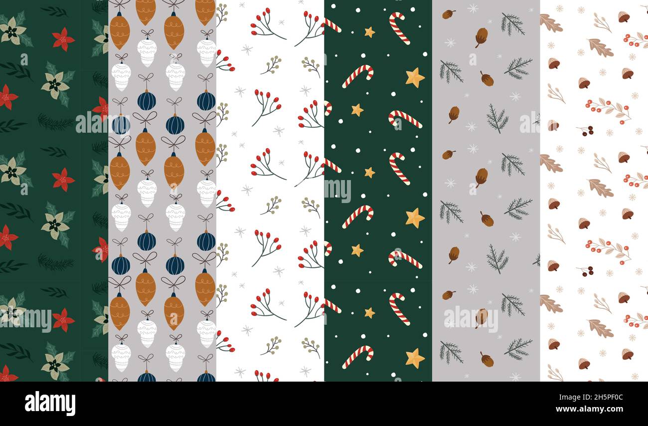 hand drawn christmas pattern collection vector design illustration ...