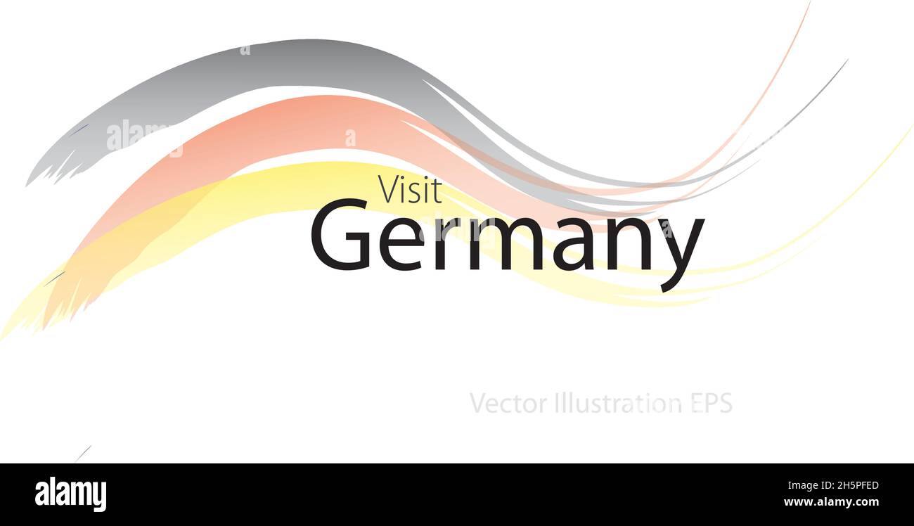the slogan visit germany with curved waves in watercolor style which ...