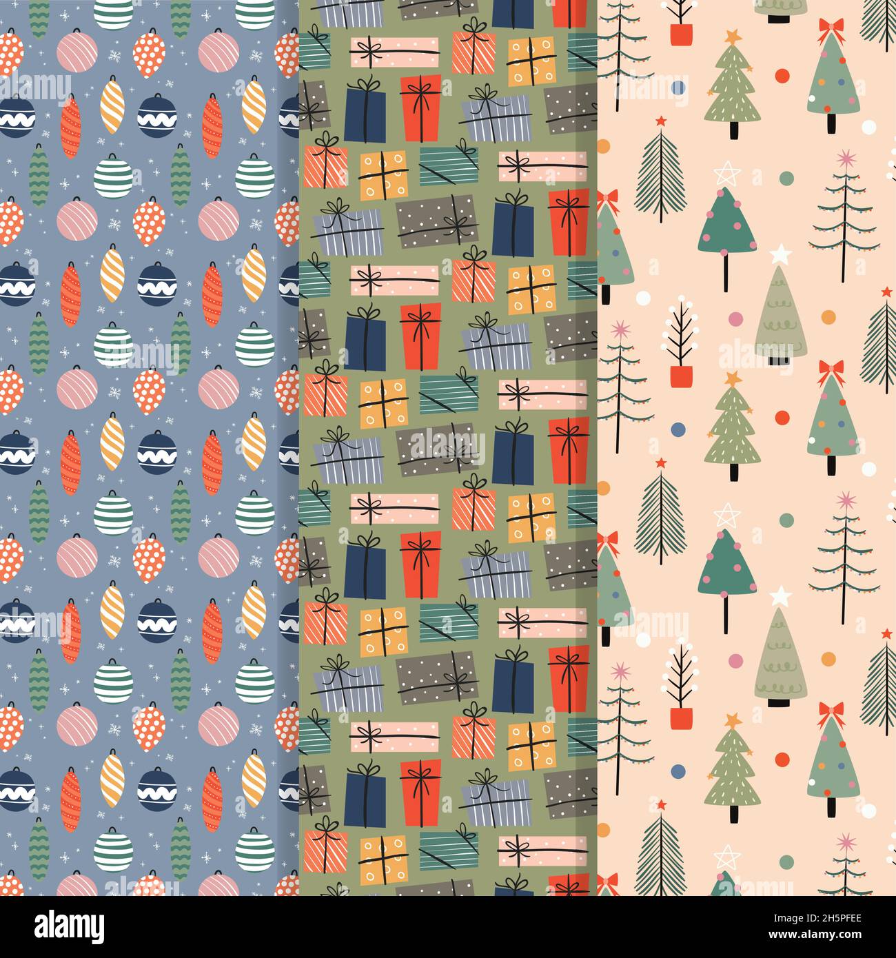 hand drawn christmas pattern collection vector design illustration ...