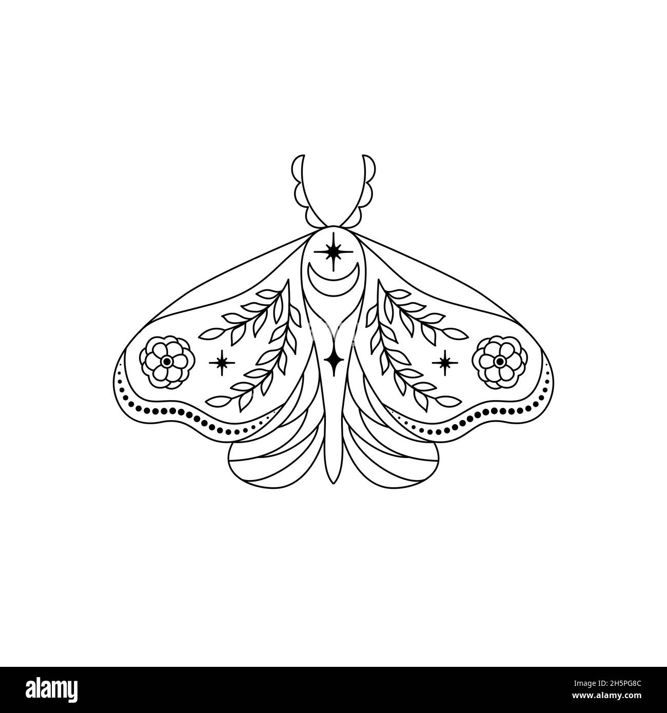 Moth in line art Stock Vector Image & Art - Alamy
