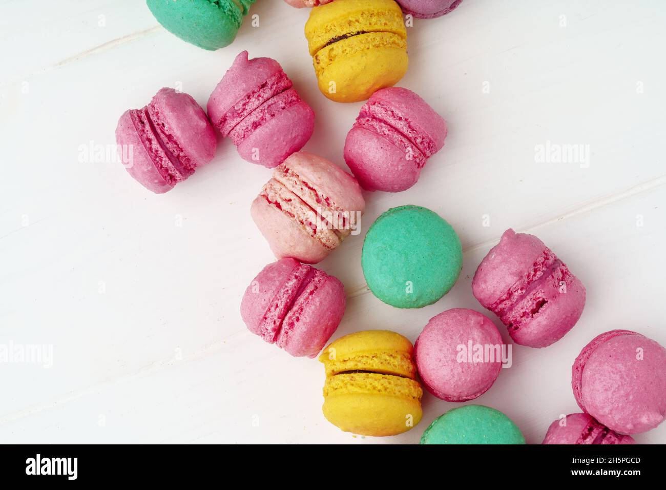 Pile of colorful macarons on white background Stock Photo - Alamy