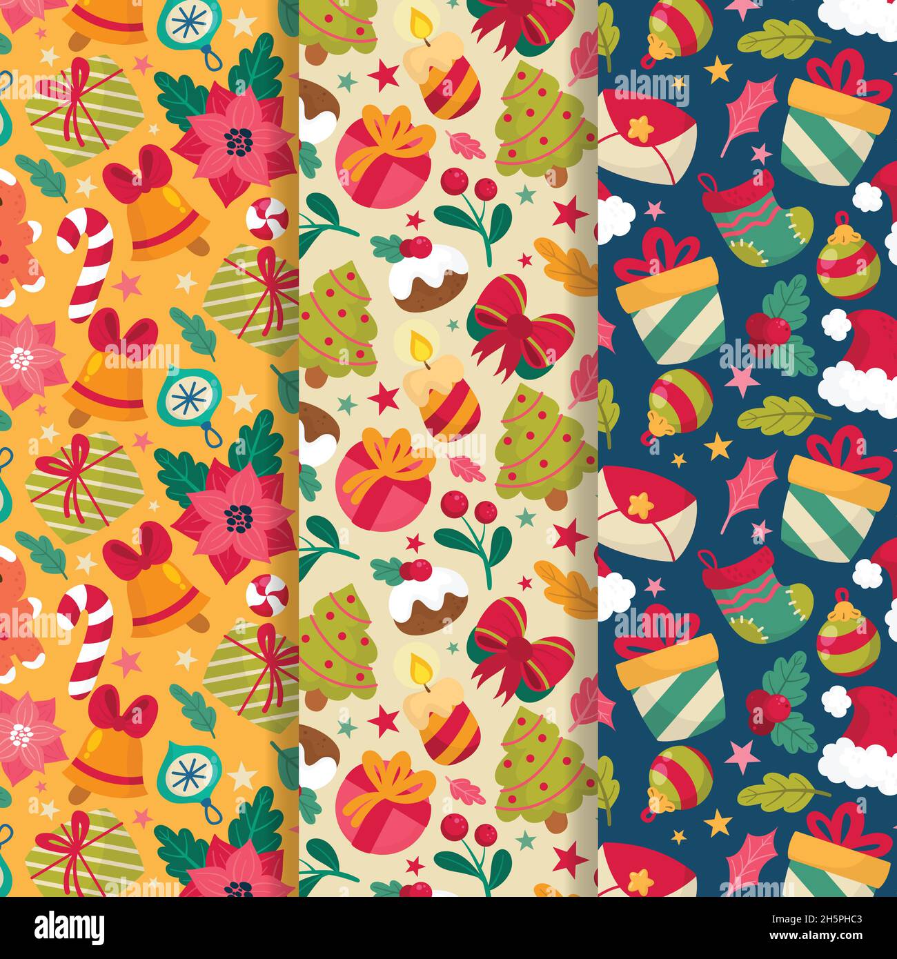 hand drawn christmas pattern collection vector design illustration ...