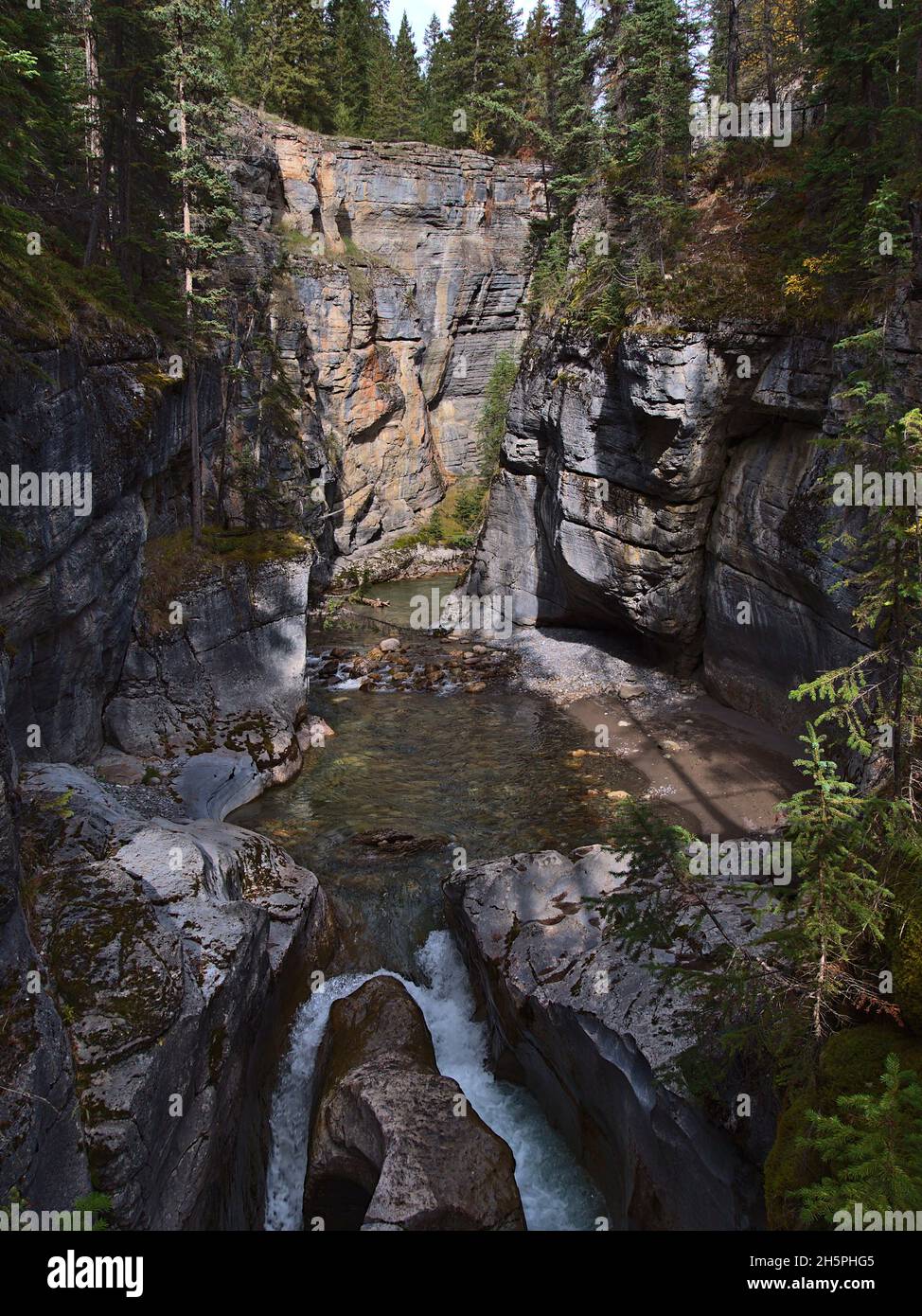 Beautiful view of famous gorge Maligne Canyon in Jasper National Park ...