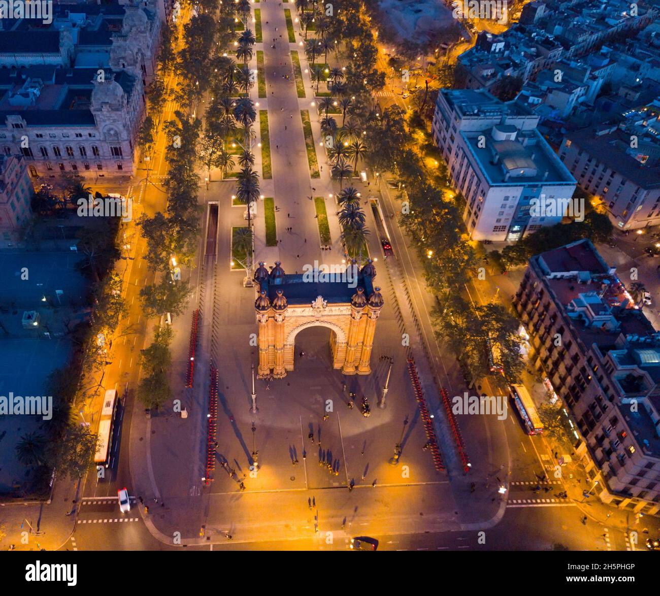 Aerial view of Barcelona with Triumphal Arch Stock Photo - Alamy