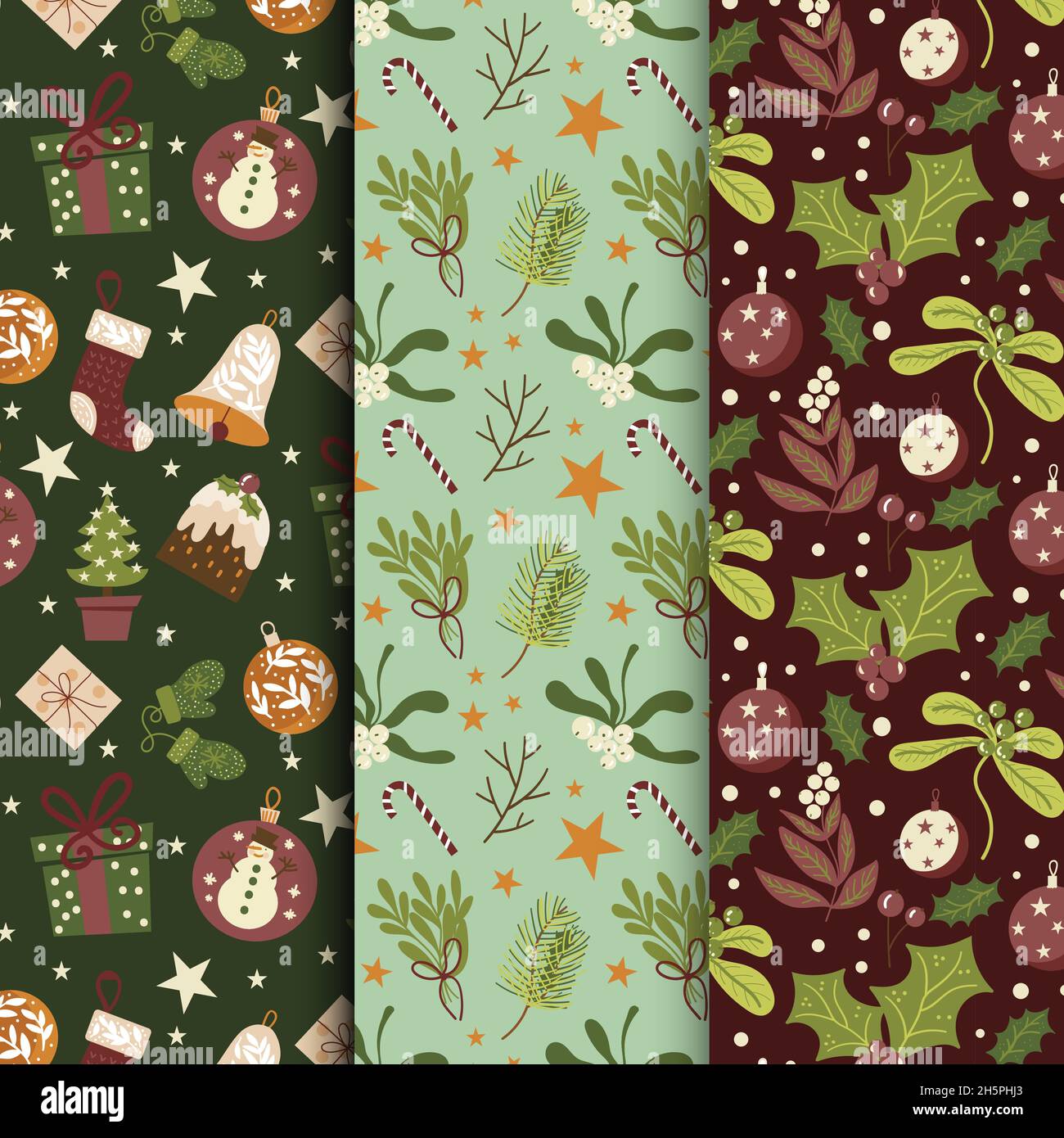 hand drawn christmas pattern collection vector design illustration ...