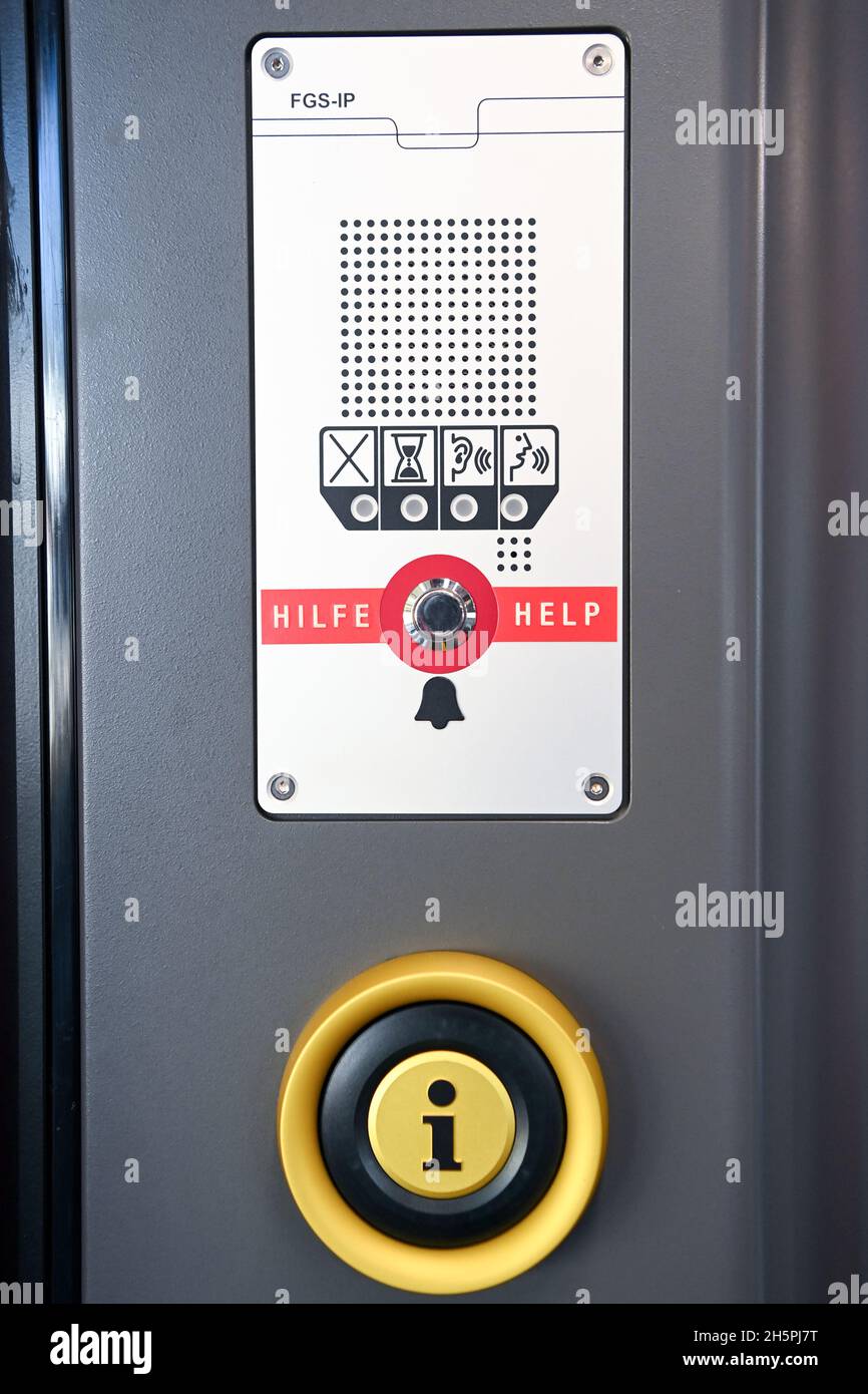 Berlin, Germany. 10th Nov, 2021. An emergency button, an information ...