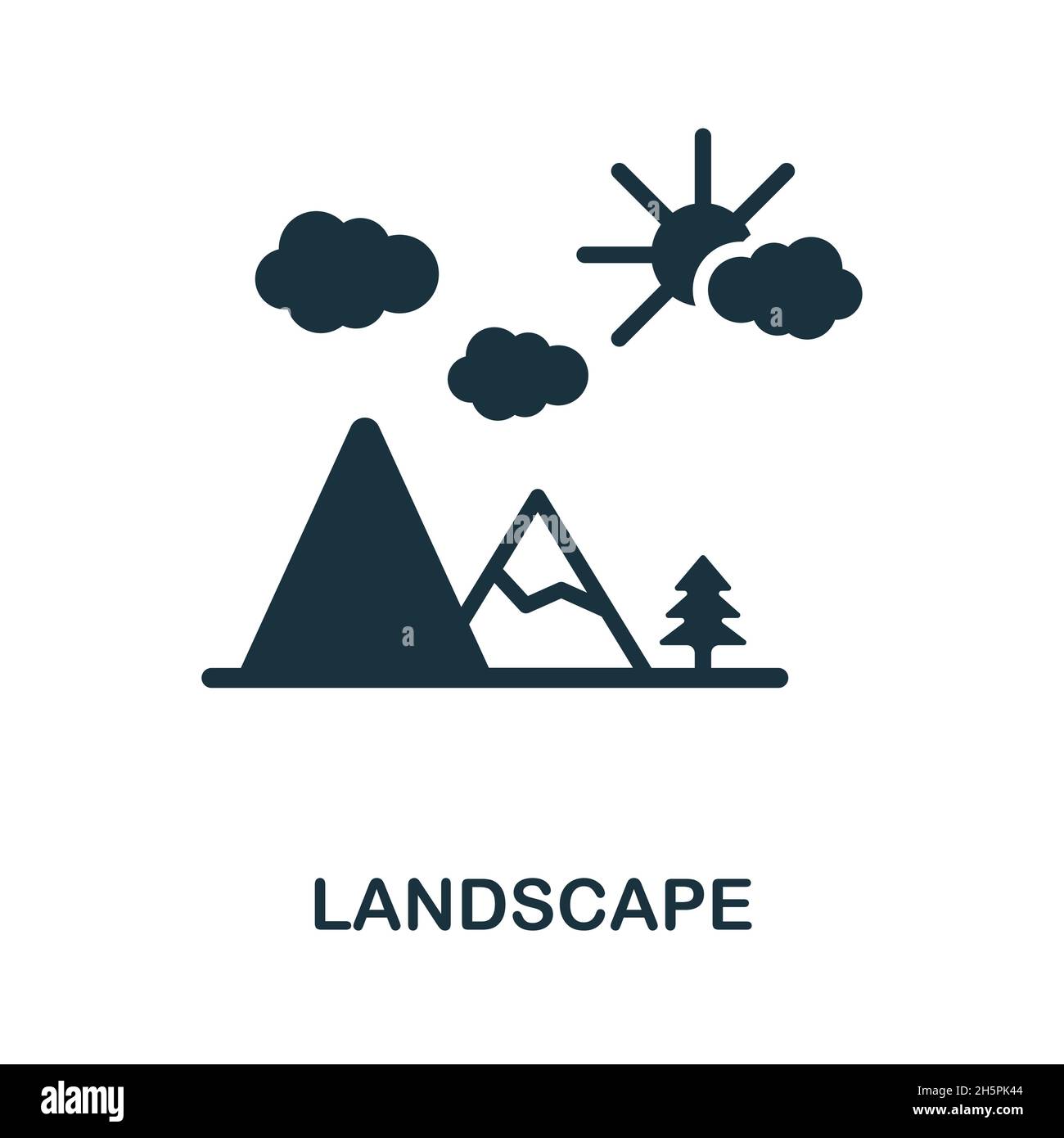 Landscape icon. Monochrome sign from farming collection. Creative ...