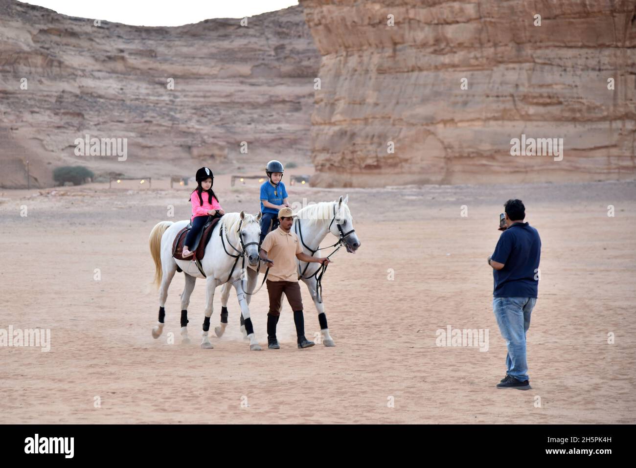 Alula, Saudi Arabia. 5th Nov, 2021. Children ride horses at the place ...
