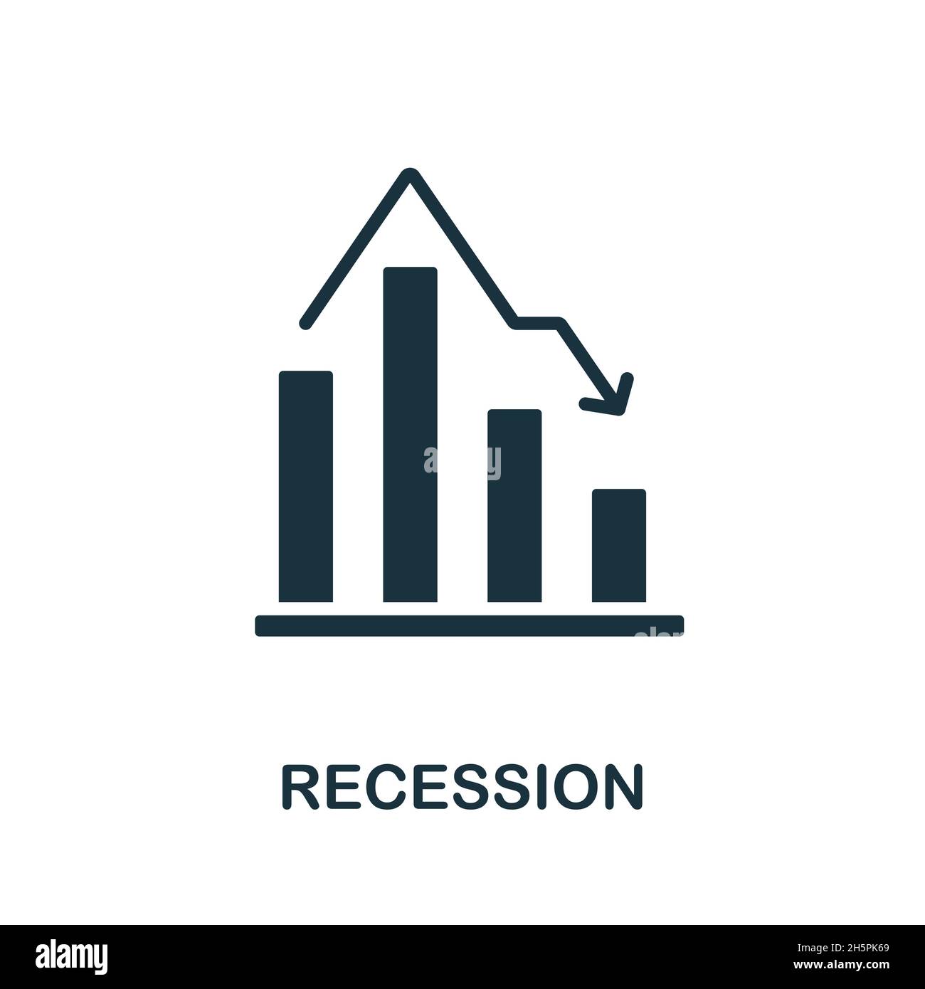 Recession icon. Monochrome sign from economic crisis collection ...