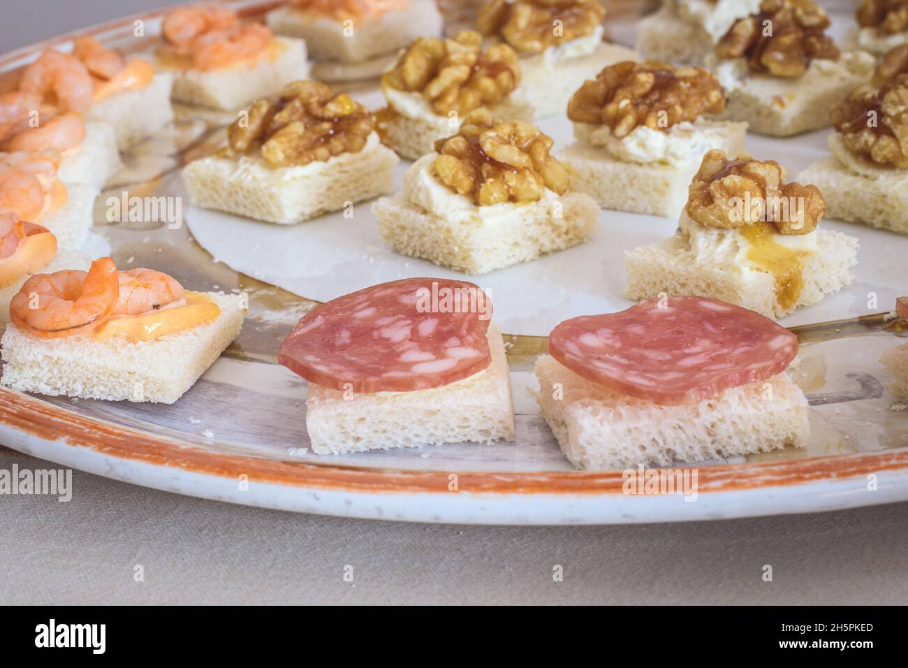 Assorted Homemade Appetizers On A Decorated Plate Stock Photo - Alamy