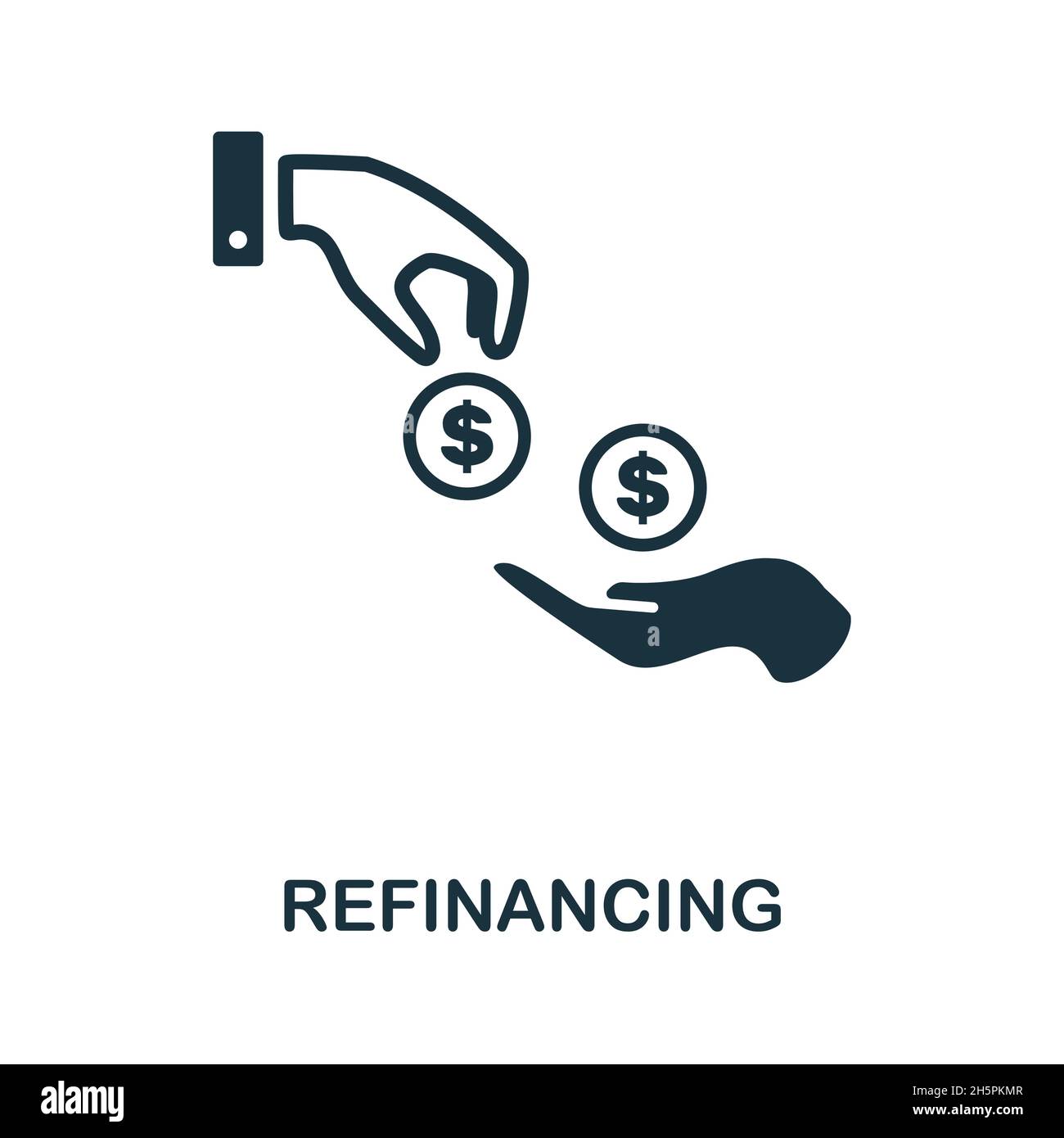 Refinancing icon. Monochrome sign from economic crisis collection ...