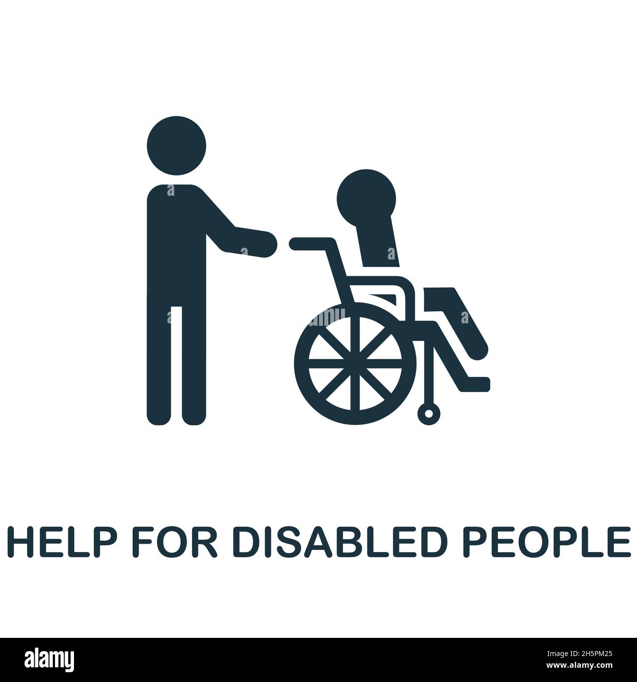 Help For Disabled People icon. Monochrome sign from human rights ...