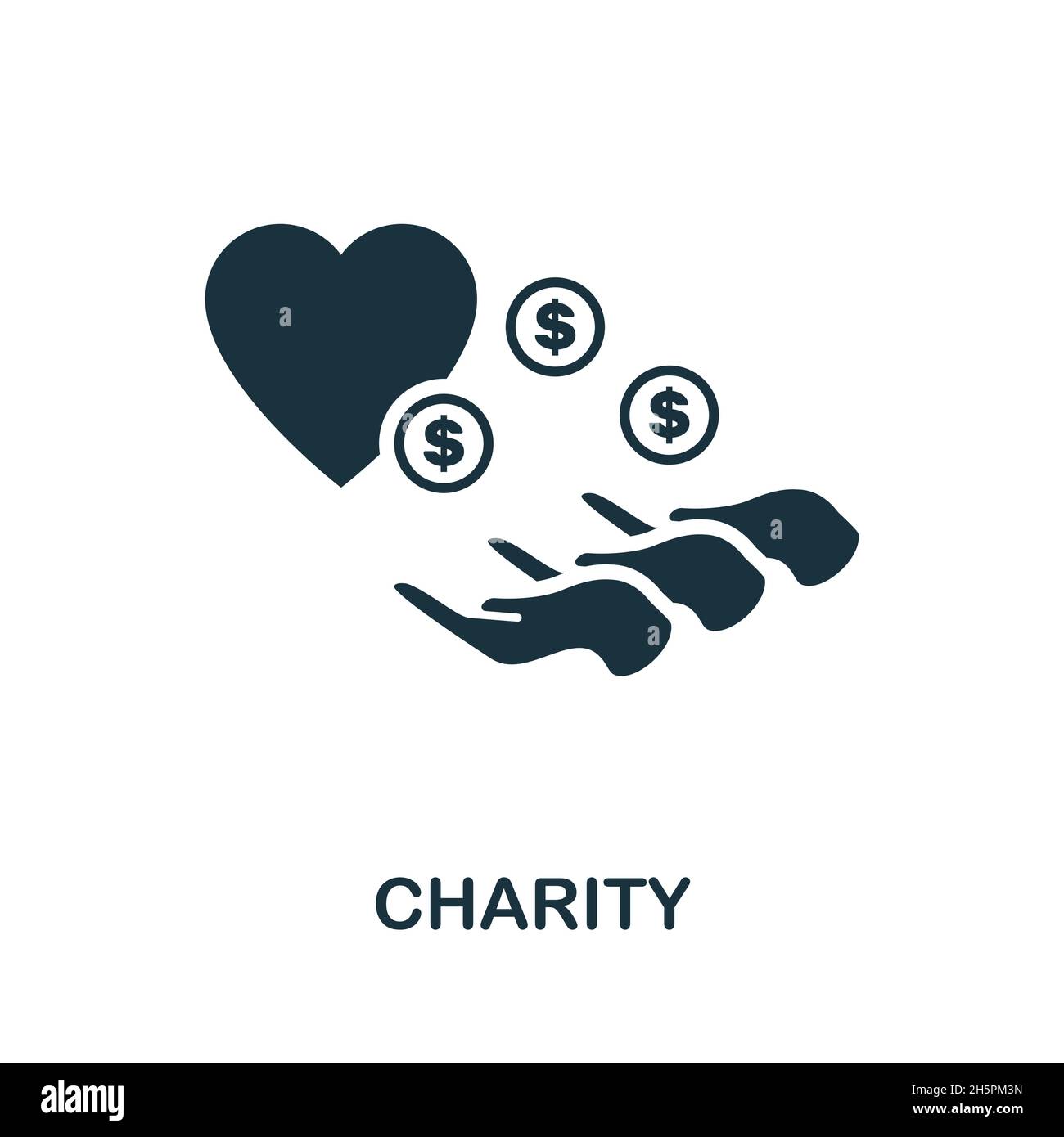 Charity icon. Monochrome sign from human rights collection. Creative ...