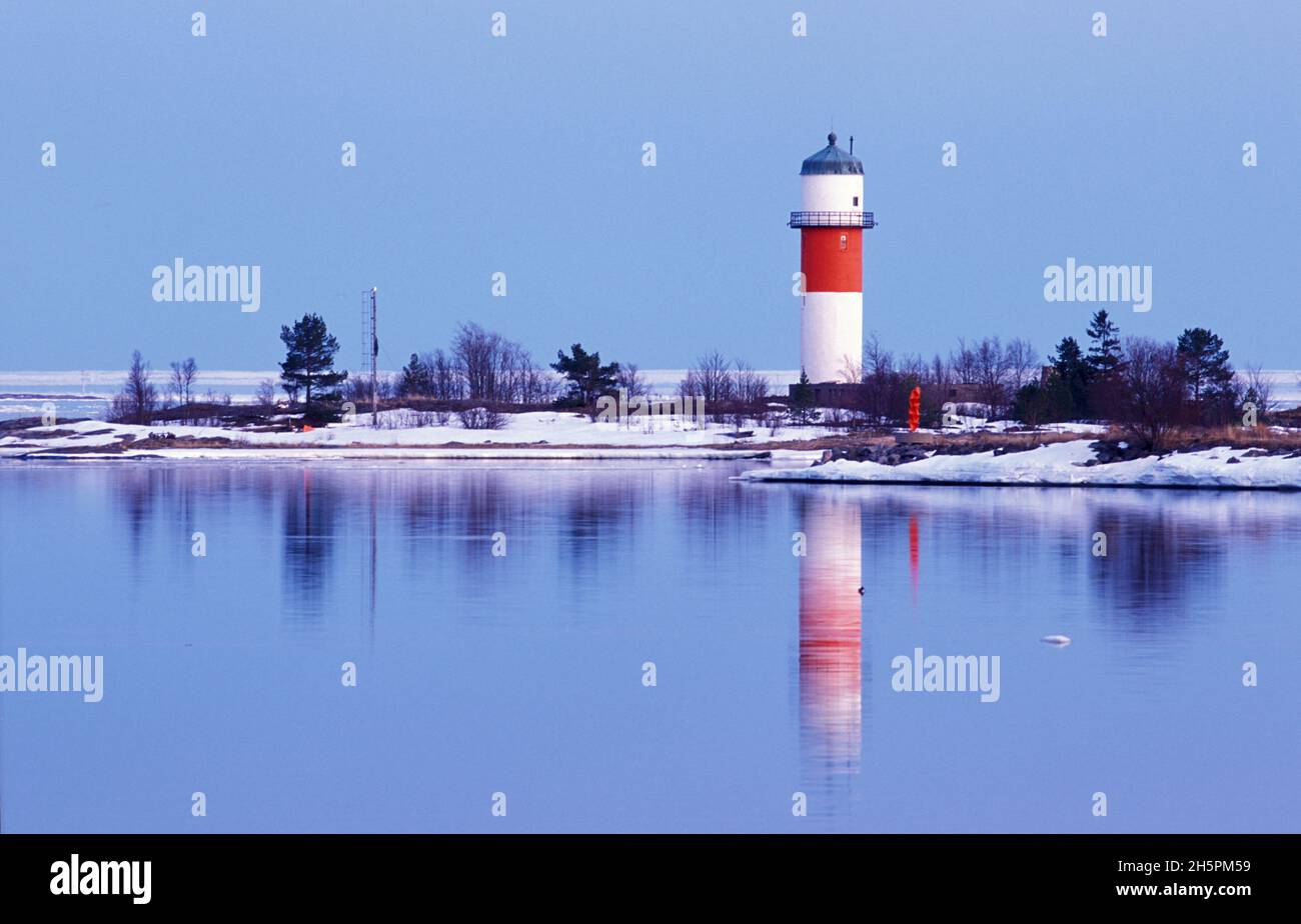 Holmsund, Sweden in 2003, analog. A lighthouse in the archipelago ...