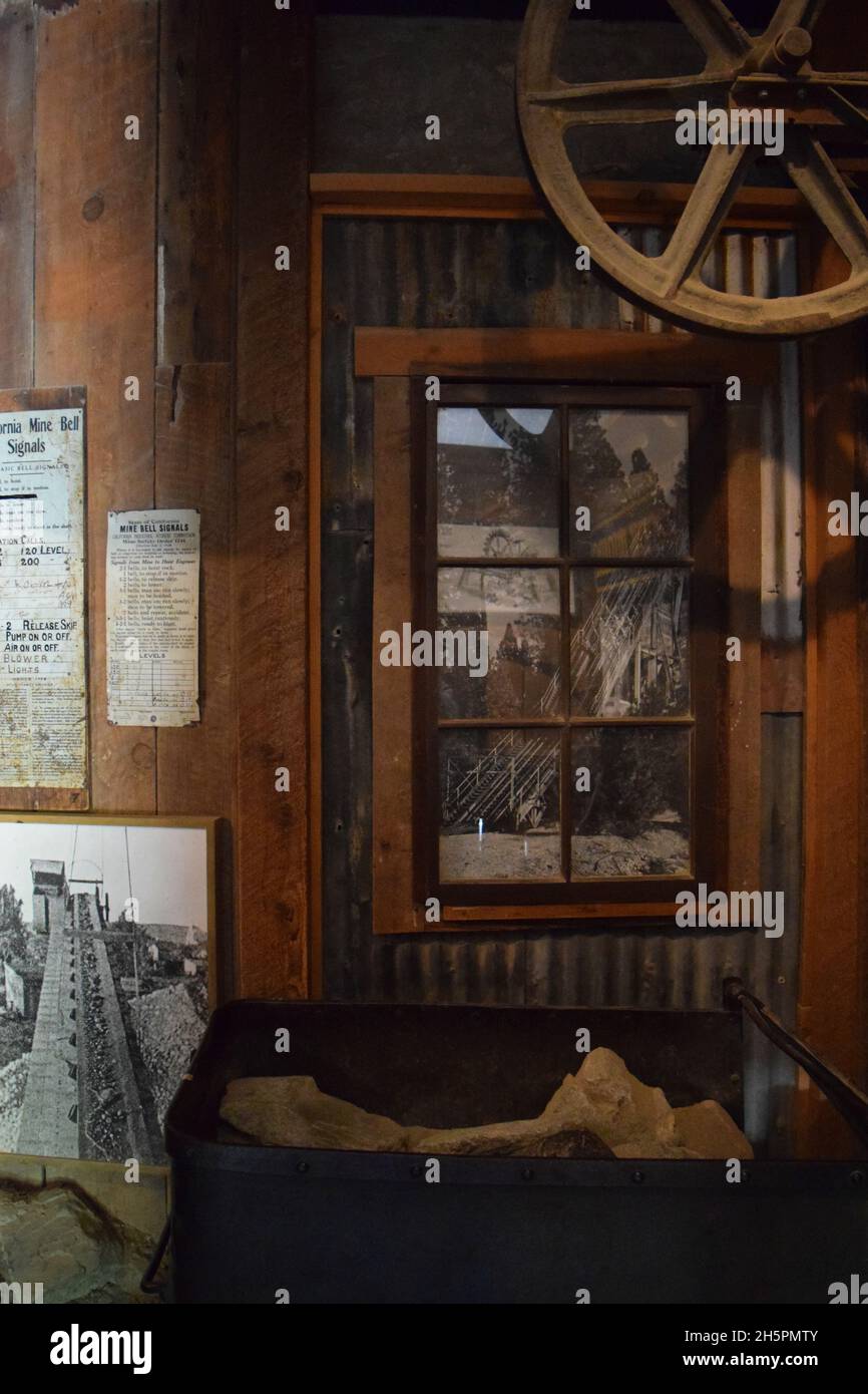 Educational displays showing gold rush era mining information Stock ...