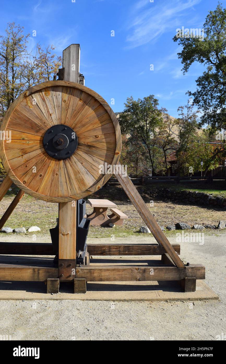 View of a California stamp mill used during the gold rush, a device ...