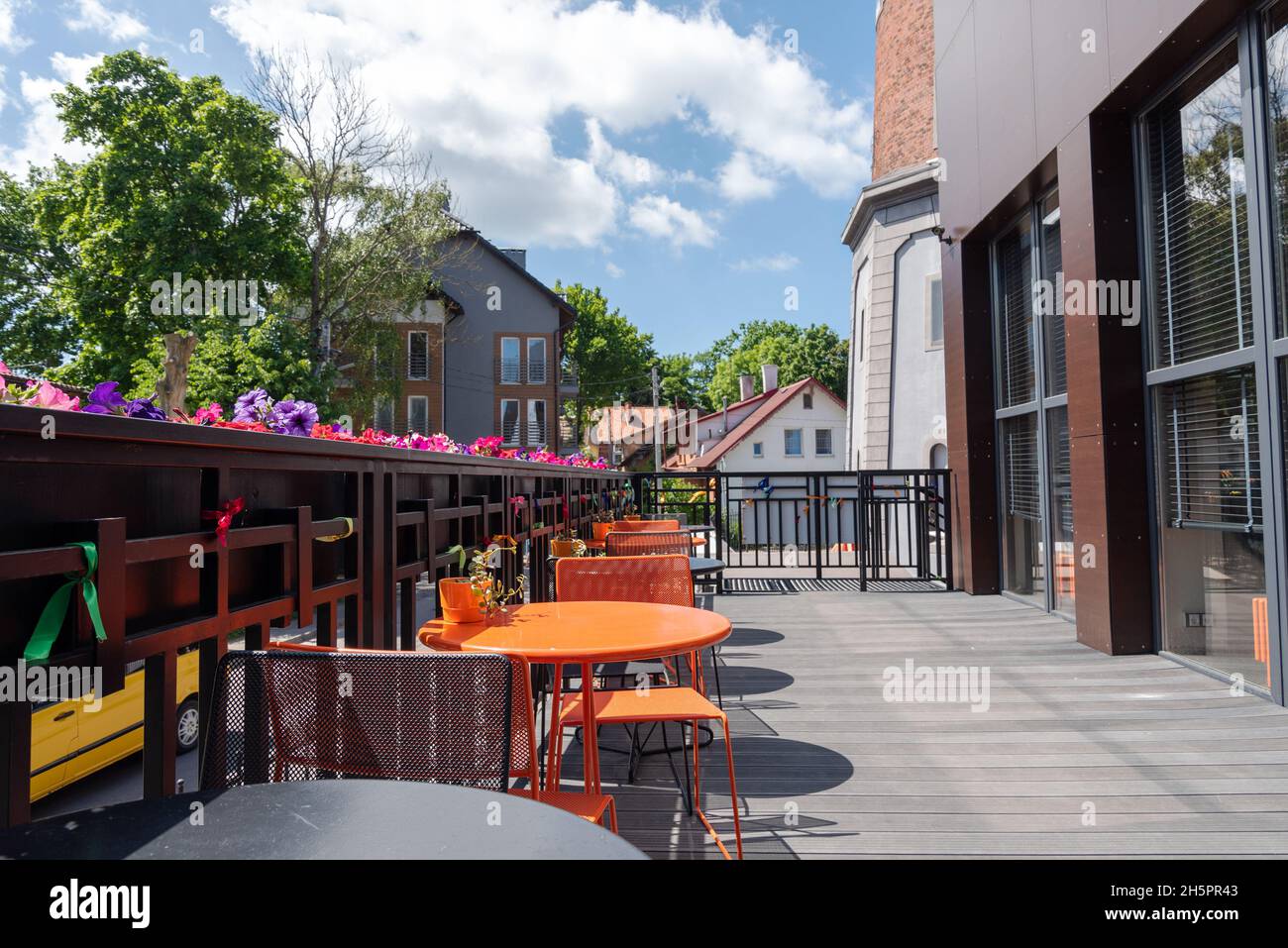 Tables in an outdoor cafe, a table on the veranda. The concept of a ...