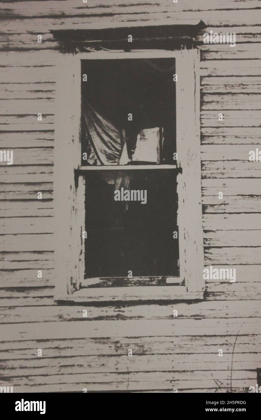 Black and white high contrast image of an old building and window Stock ...
