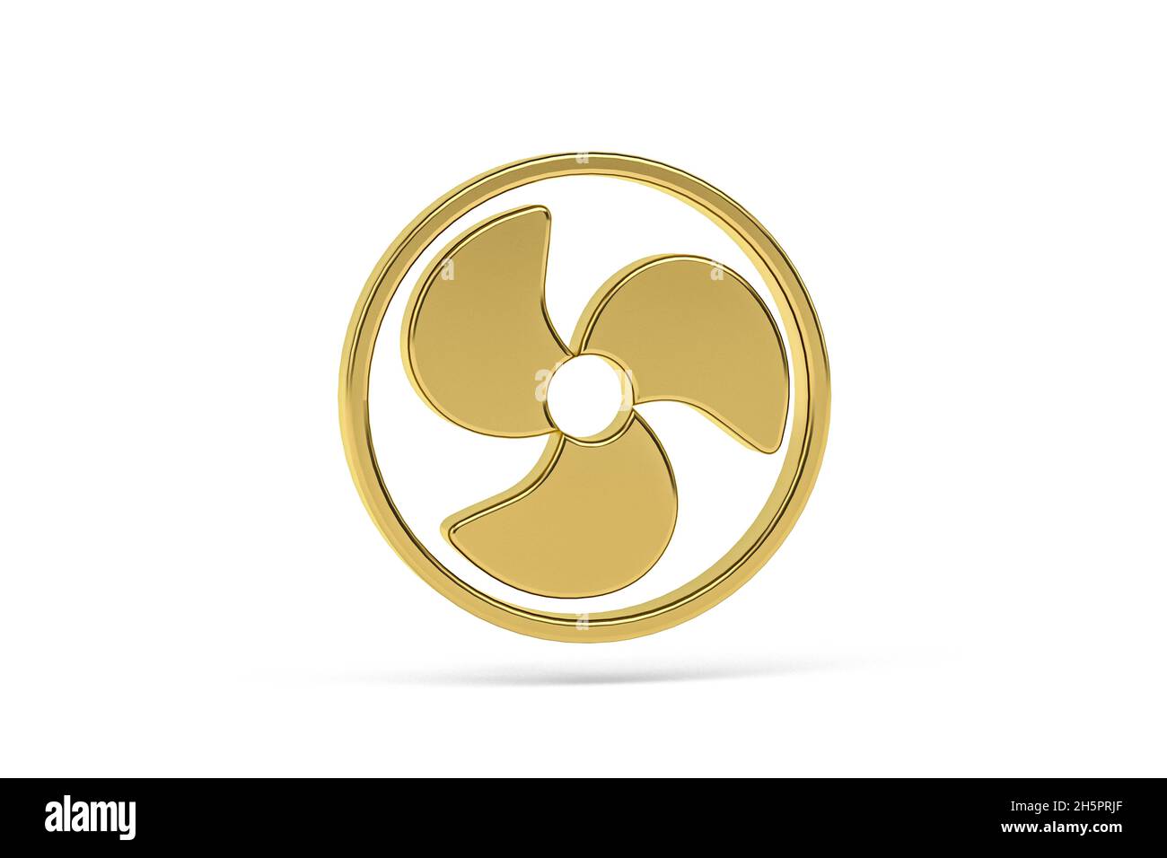 Golden 3d fan icon isolated on white background - 3d render Stock Photo ...