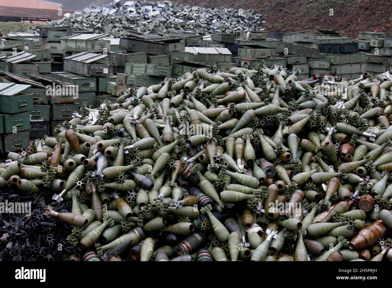 Ammunitions waiting for demolition at Explosive Waste Incinerator, in ...