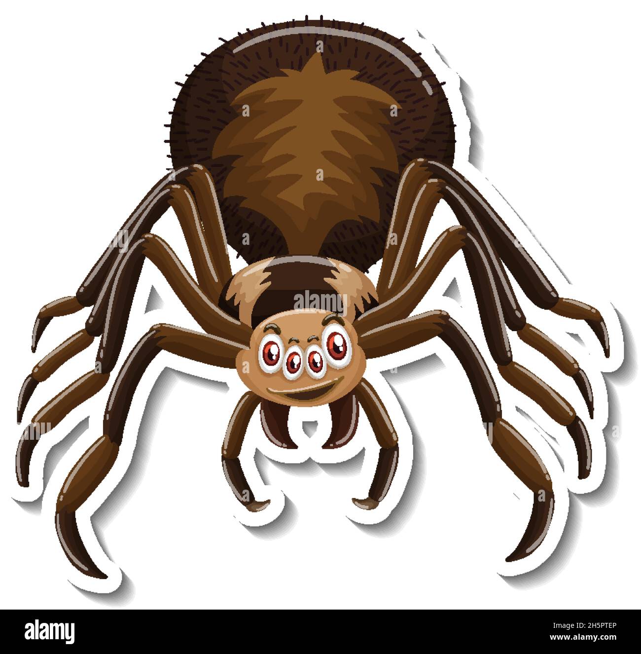 Wild spider cartoon sticker on white background illustration Stock ...