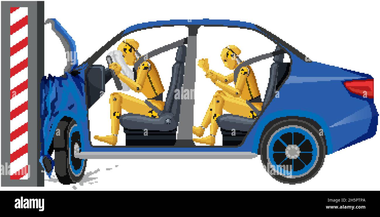 Crash test dummy with broken car illustration Stock Vector Image & Art ...