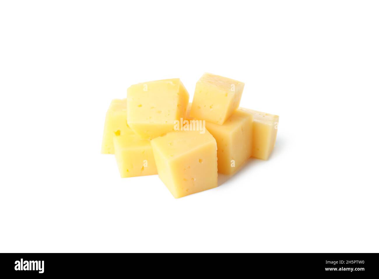 Cubes hard cheese isolated on white background Stock Photo - Alamy