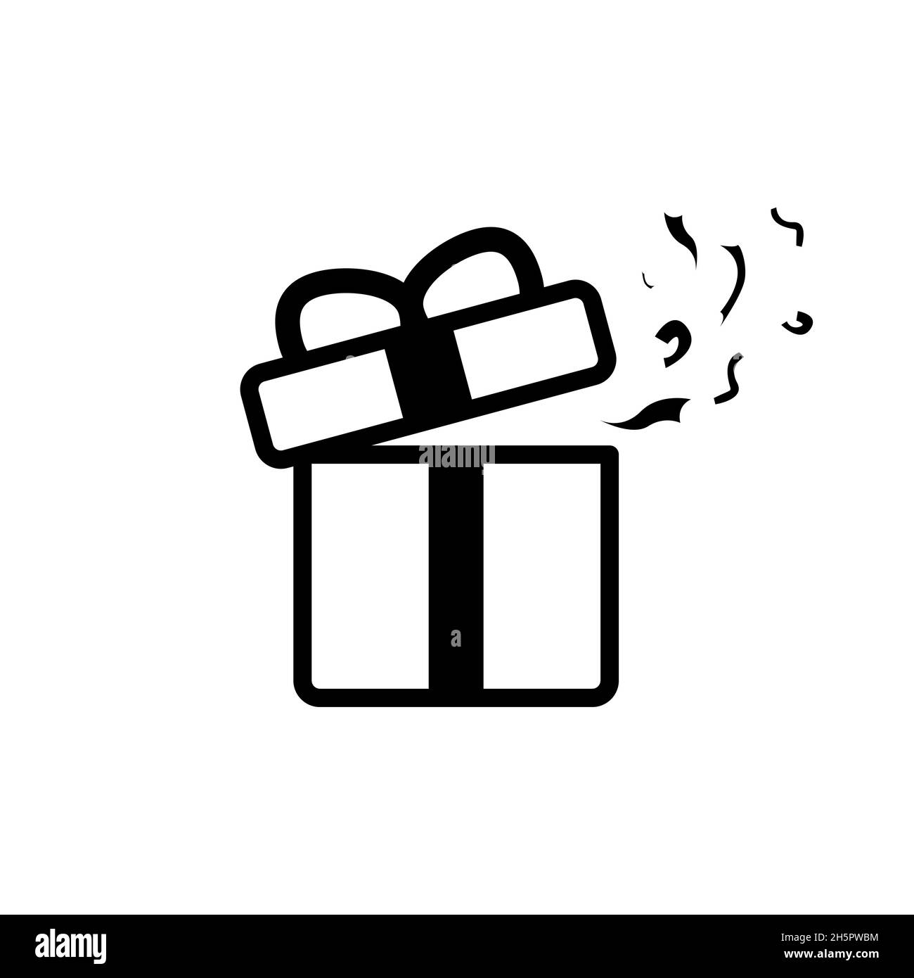 Box present gift wrapped in ribbon vector isolated icon. Symbol of ...