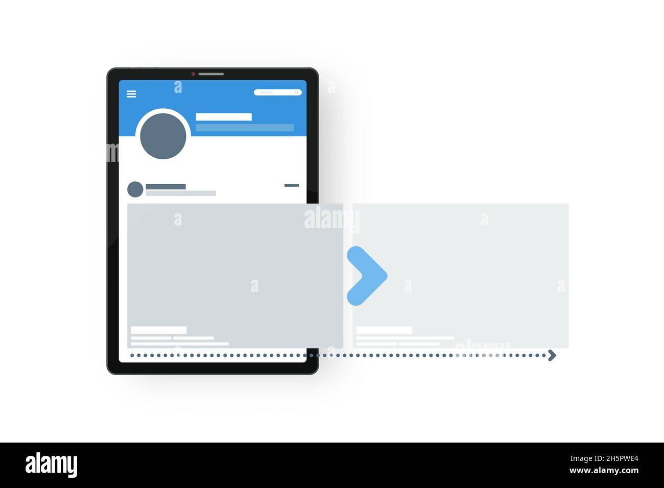 Tablet pc carousel of social media concept mock up design. Gadget app ...