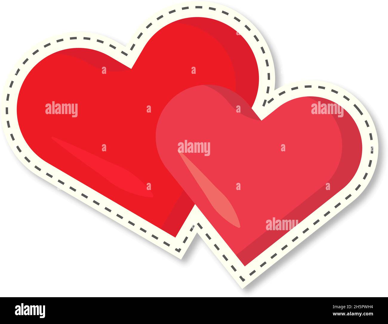 sticker two hearts with shadow, vector flat illustration Stock Vector ...