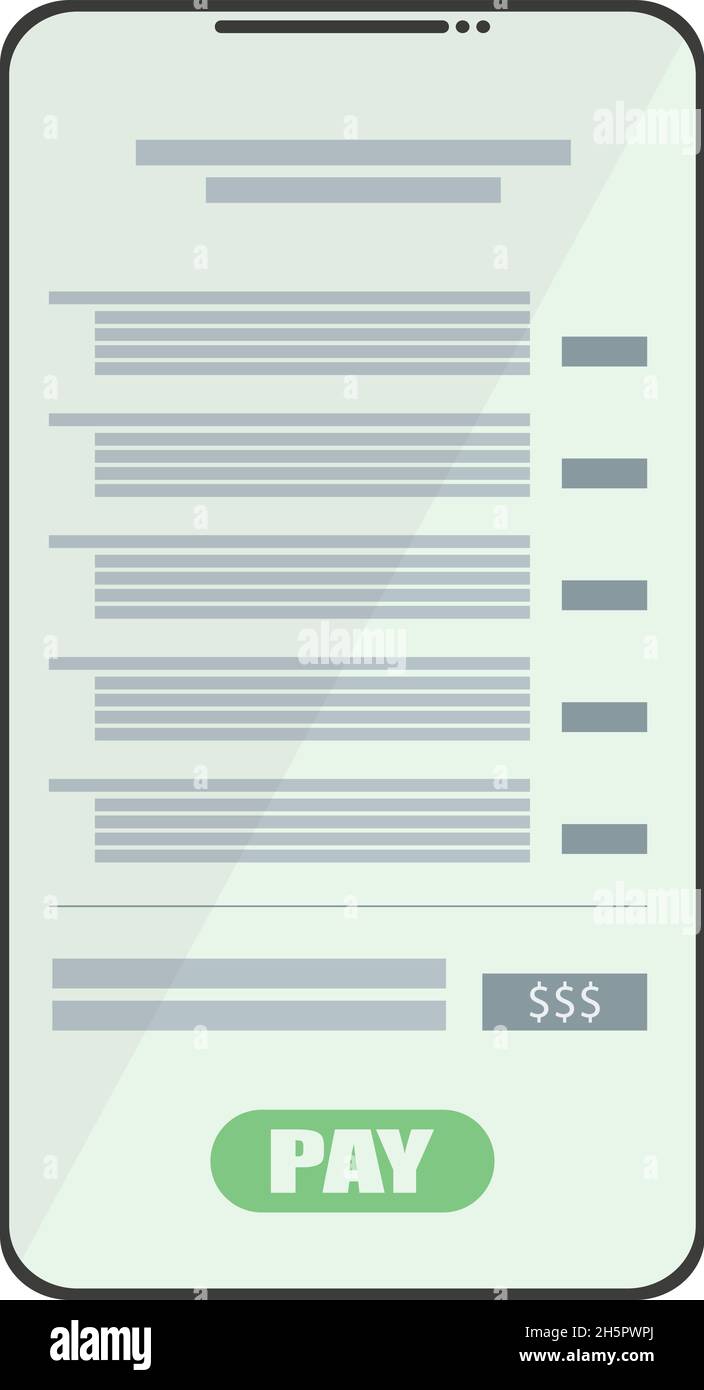 bill, receipt on the phone, online payment, flat Stock Vector Image ...