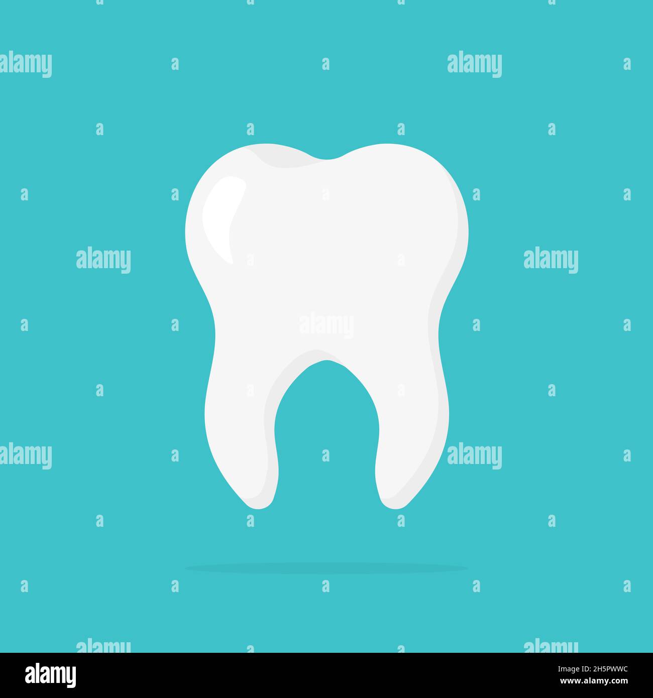 healthy clean white tooth with shadow in flat style Stock Vector Image ...