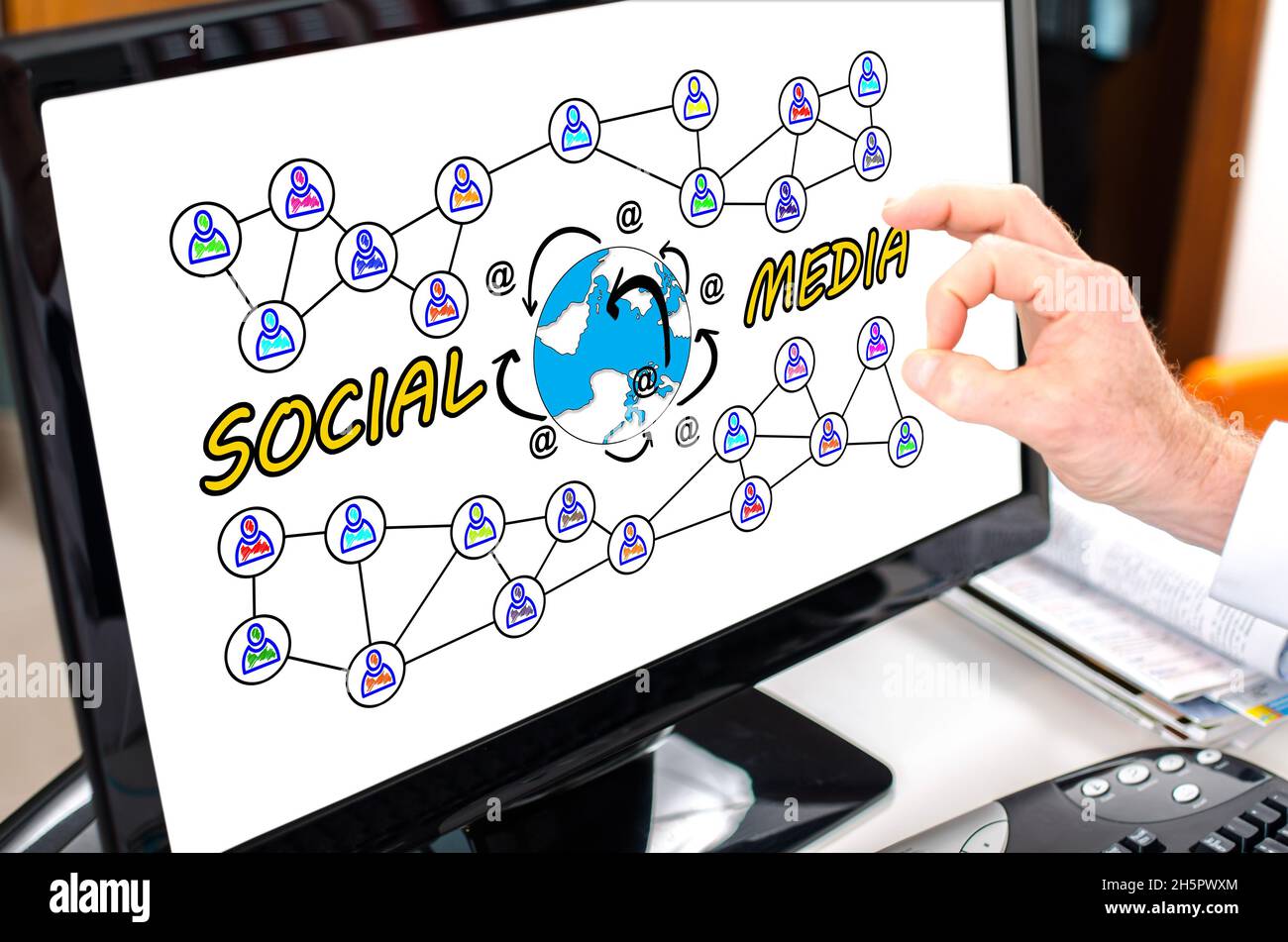 Social media concept shown on a computer screen Stock Photo - Alamy