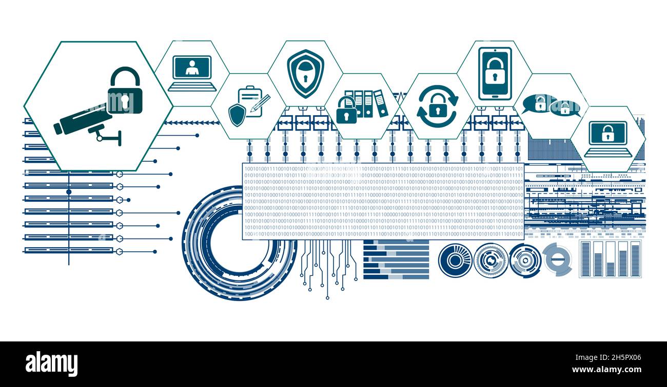 Concept of private data with connected icons Stock Photo - Alamy
