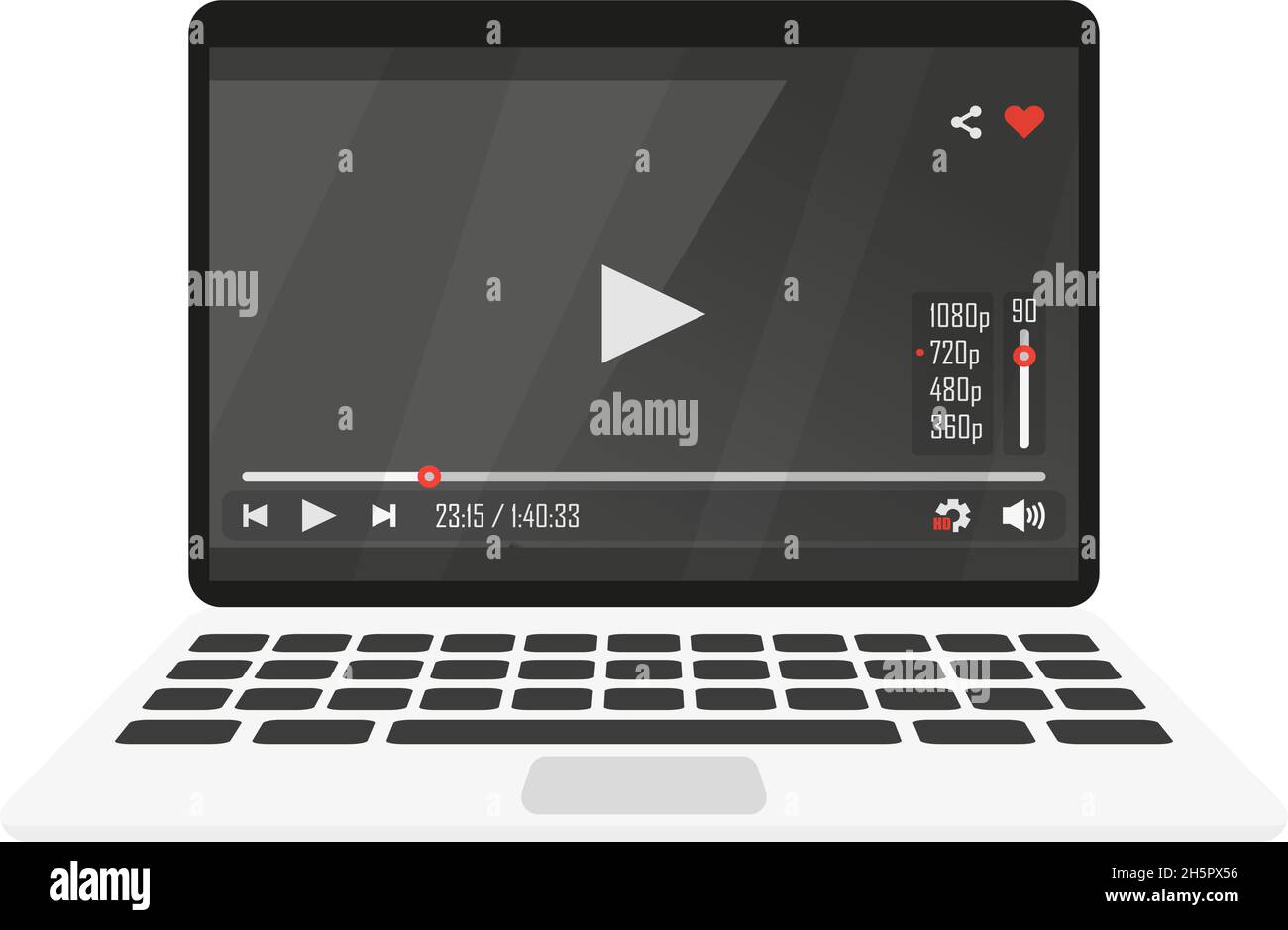 video player on laptop, vector illustration in flat Stock Vector Image ...