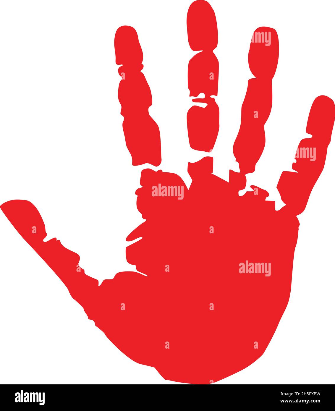 red hand print hand with five fingers, vector Stock Vector Image & Art ...