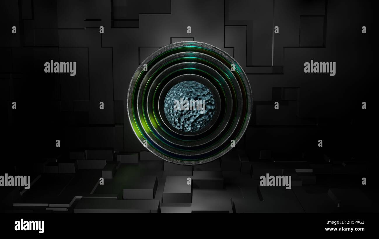 3d rendering of a minimal motion design, hemisphere layers around ...