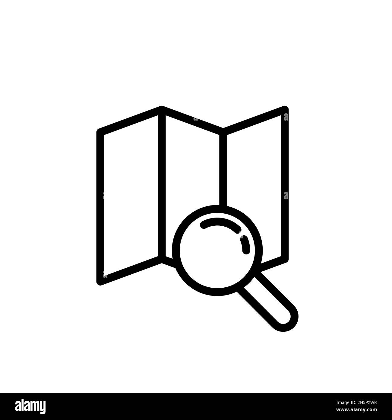 Map paper navigation with magnifying glass vector travel concept ...