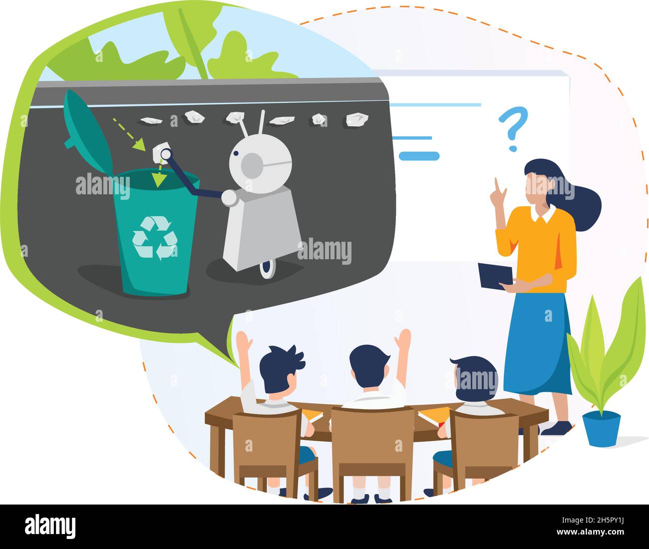 Children using their hands in class Stock Vector Images - Alamy