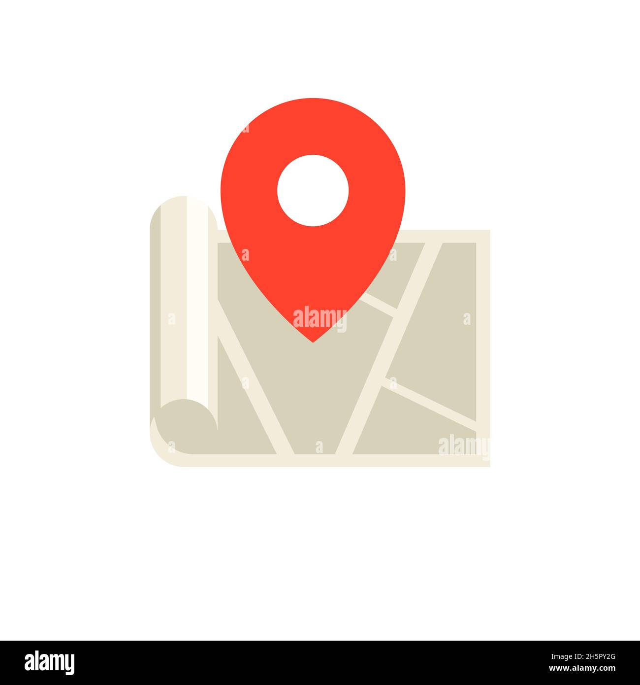 Map pointer with red pin graphic vector isolated, gps direction with ...