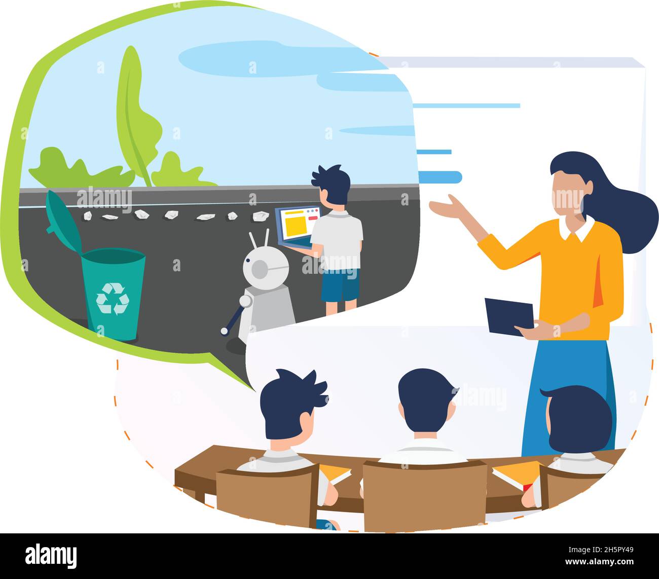 Robot in a classroom Stock Vector Images - Alamy