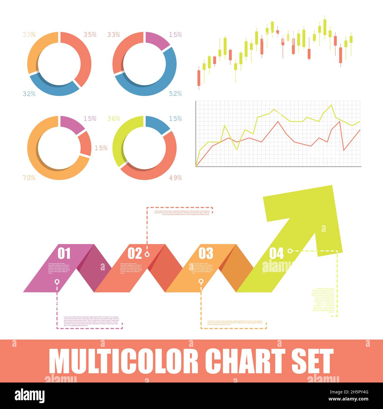 Infographic chart set, modern business charts collection in flat trendy ...