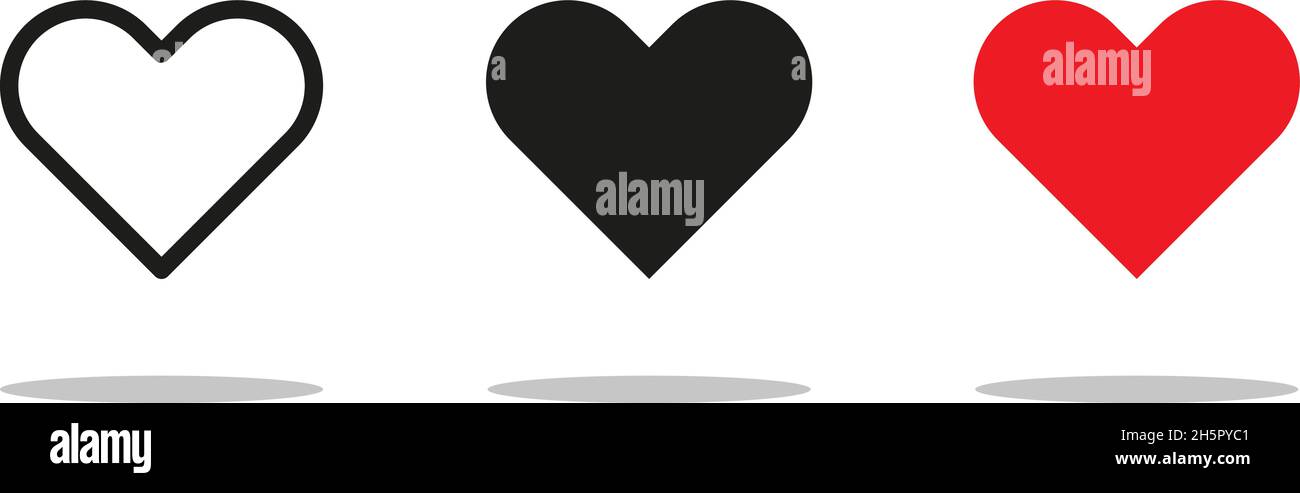 heart set with shadow in flat style, vector Stock Vector Image & Art ...