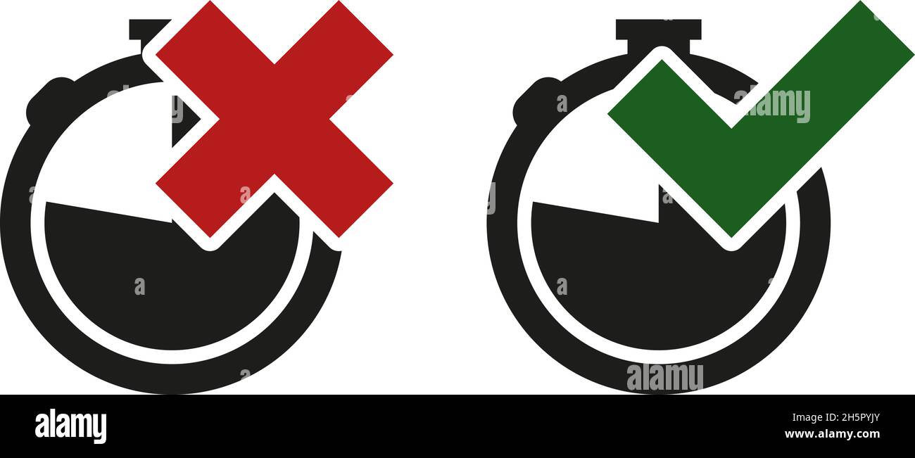 timer icons with check mark and cross, vector Stock Vector Image & Art ...