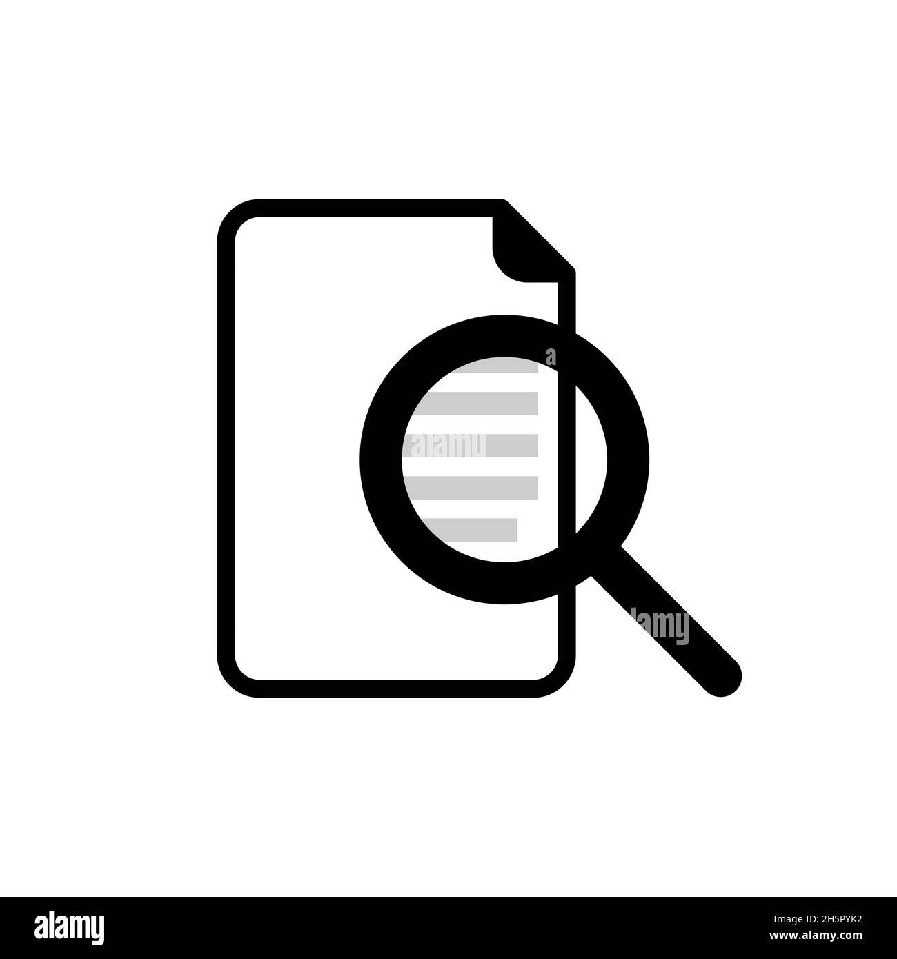 Document research with magnifying glass vector isolated icon, paperwork ...
