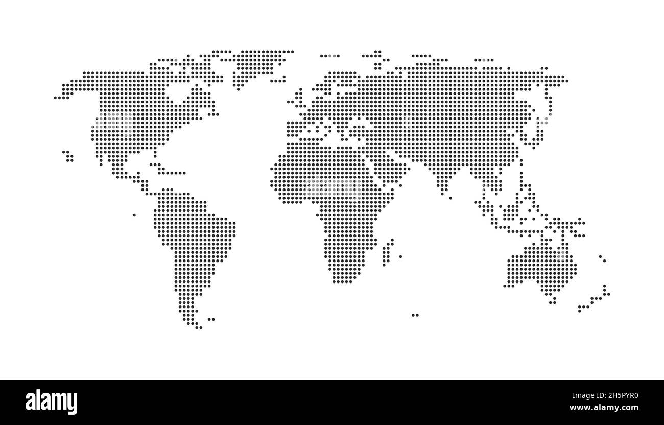 Dotted world map, worldwide cartography concept, dots globe background ...